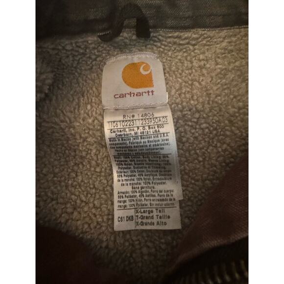 Carhartt | Jackets & Coats | Carharrt Mens Dark Brown C6 Dkb Xlt Tall Xl Jacket Sherpa Lined ...